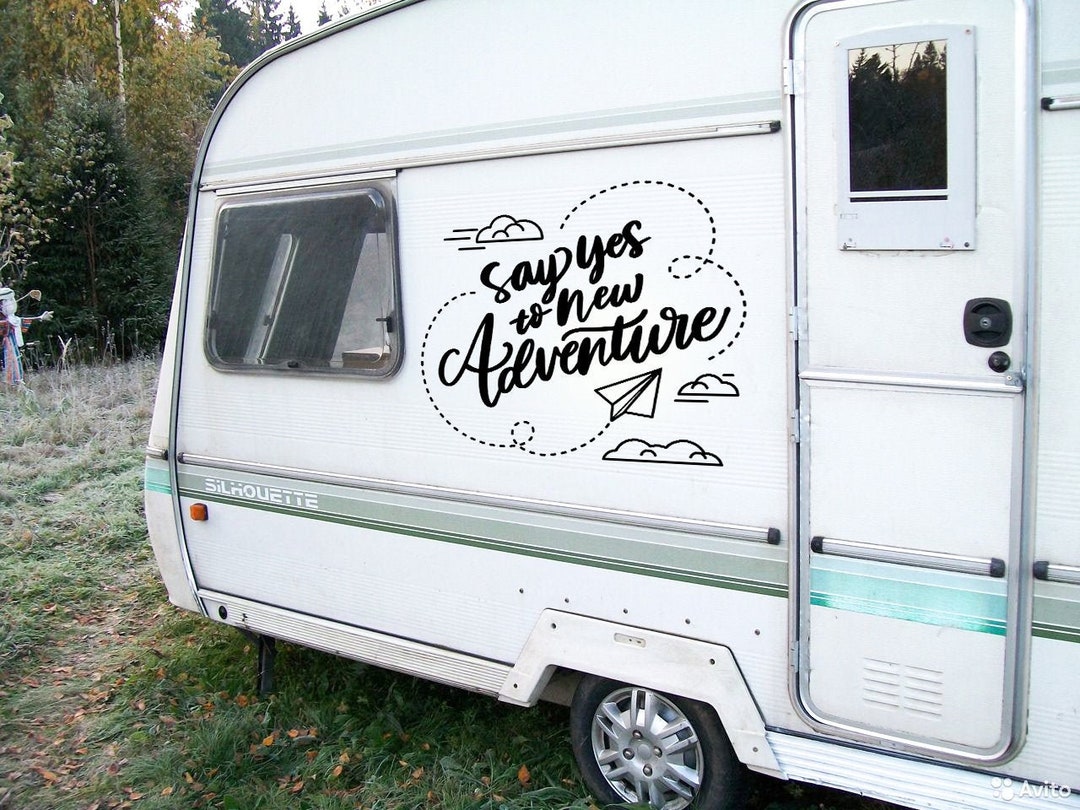 Say Yes to New Adventure Quote Decal for Motorhome - Happy Camper Vinyl ...