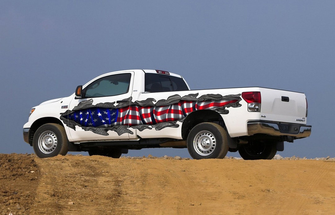 American Flag Car Decal - Side Decal Body 4x4 - Large USA Flag Vinyl ...