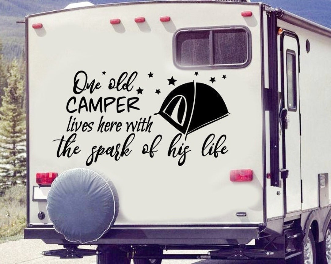 One Old Camper Lives Here RV Large Decal Truck, Vinyl Trailer Sticker ...