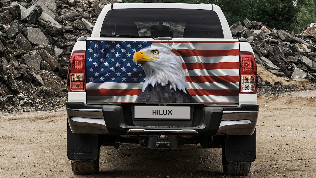 Patriotic Themed Tailgate Decal. Bald Eagle American Flag Tailgate Wrap ...