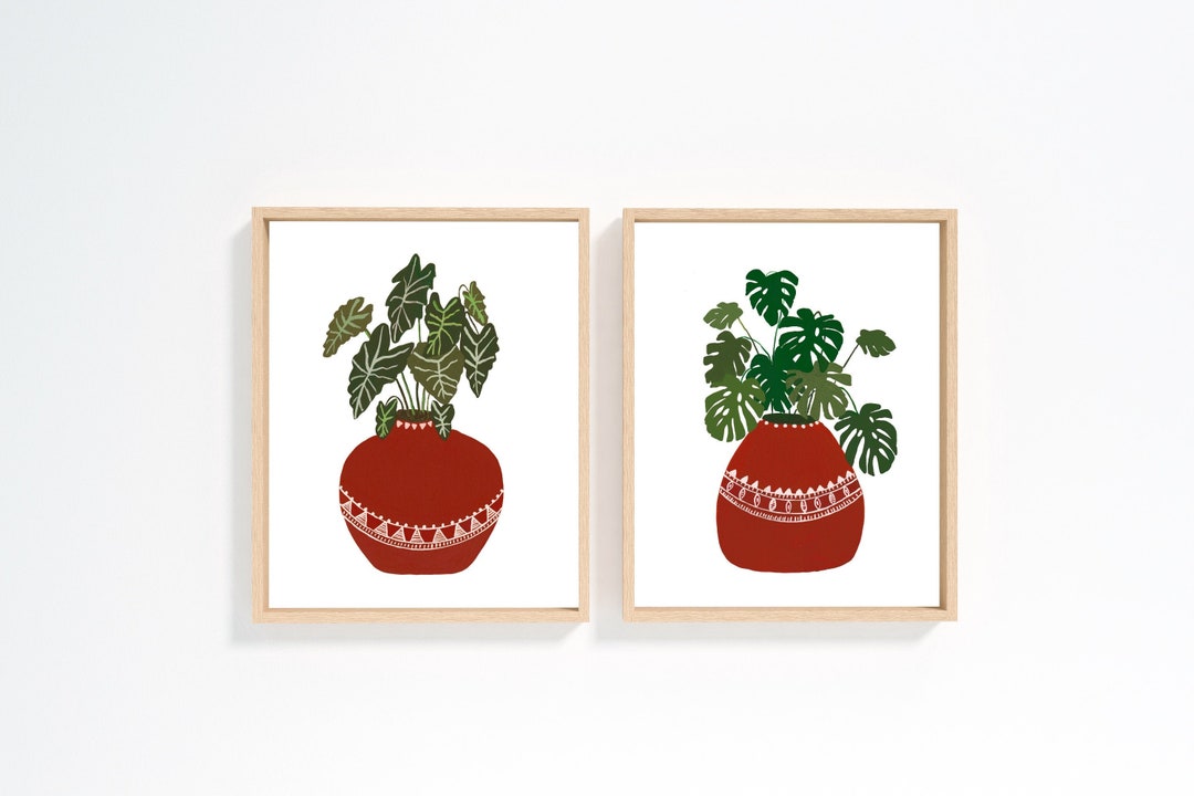Houseplant Art Print, Bohemian Home Decor, Botanical Wall Art, House ...