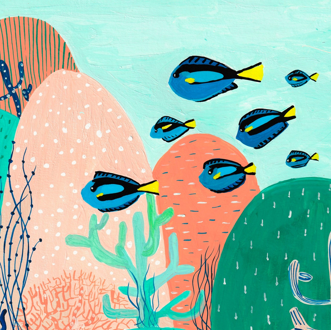 Blue Tang Art Print, Nursery Art Print, Kids Room Art, Original Art ...
