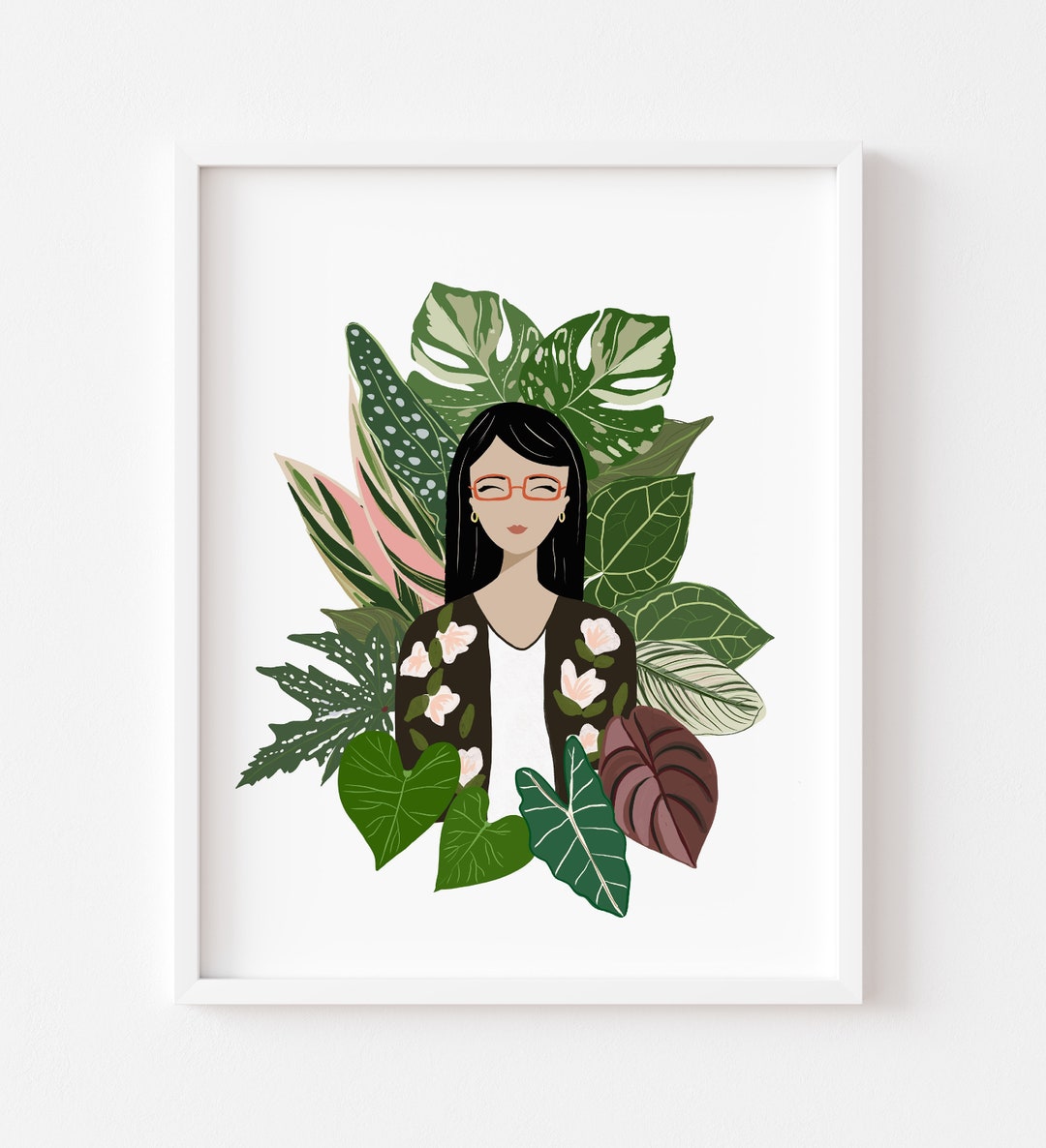 Personalized Portrait, Plant Lady Art Print, Plant Mom Gift, for Plant ...