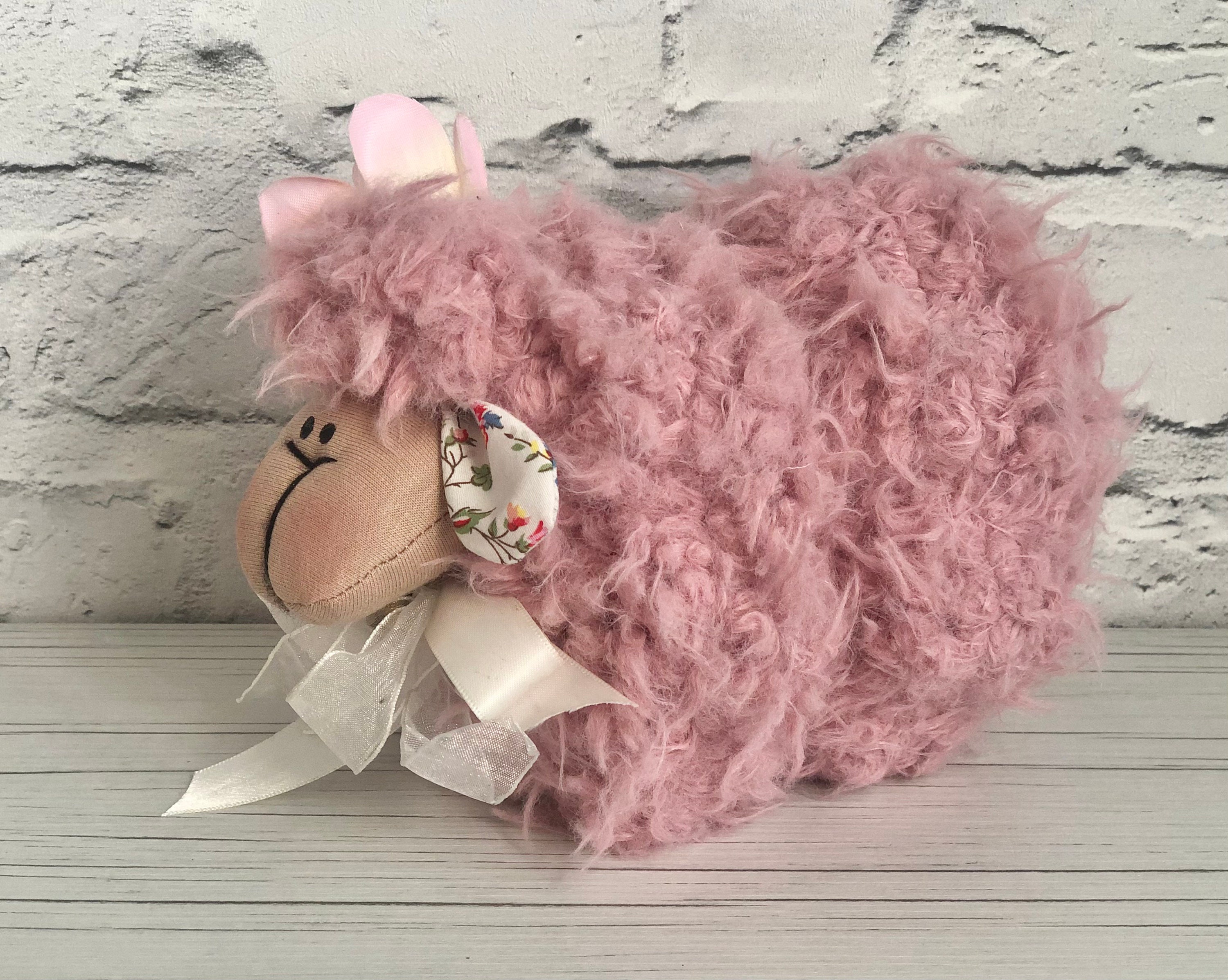 Pink fluffy lamb Tilda lamb 5'' Soft lamb for tired | Etsy