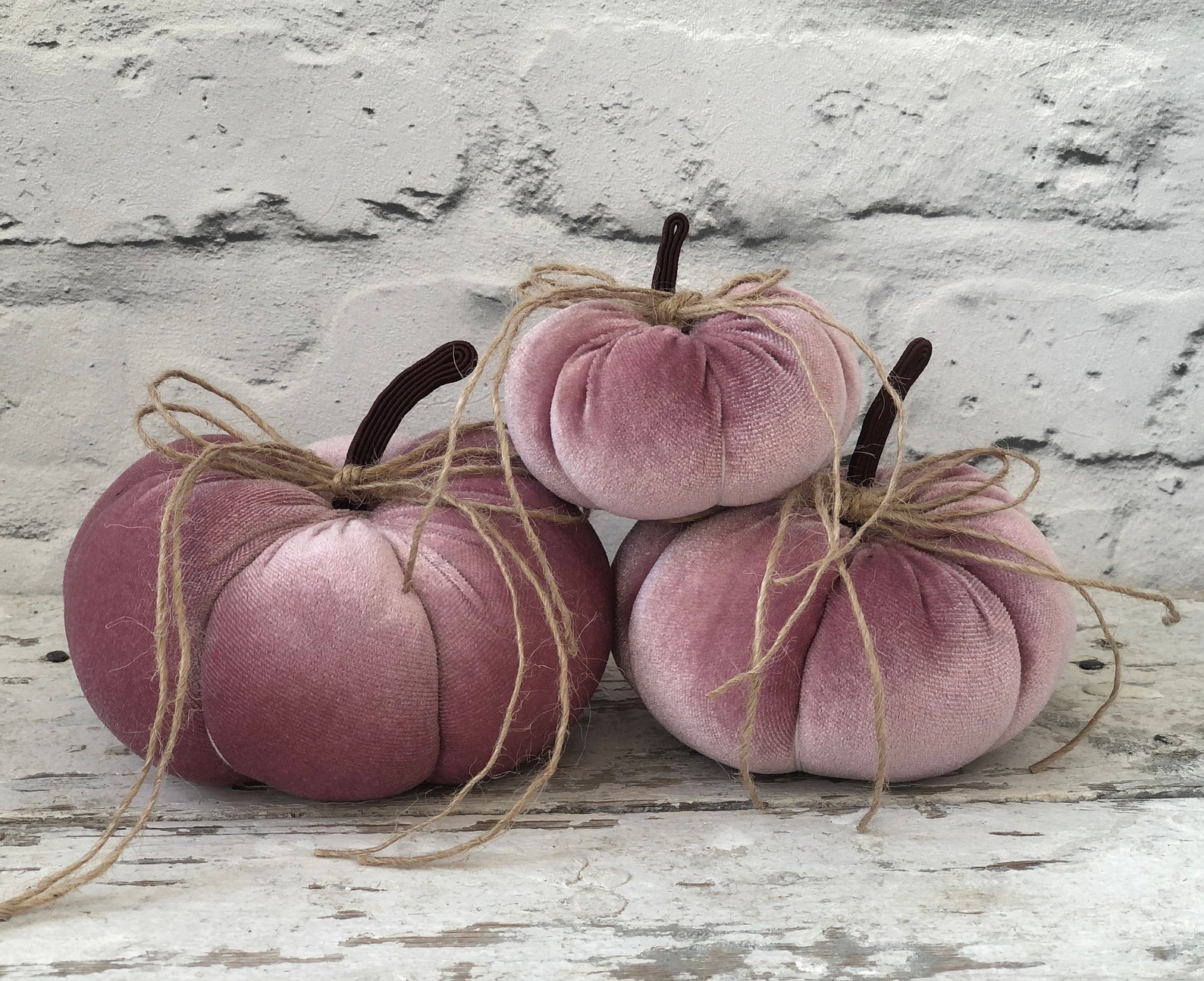 Pink velvet pumpkins set Blush pumpkins Thanksgiving pumpkin | Etsy