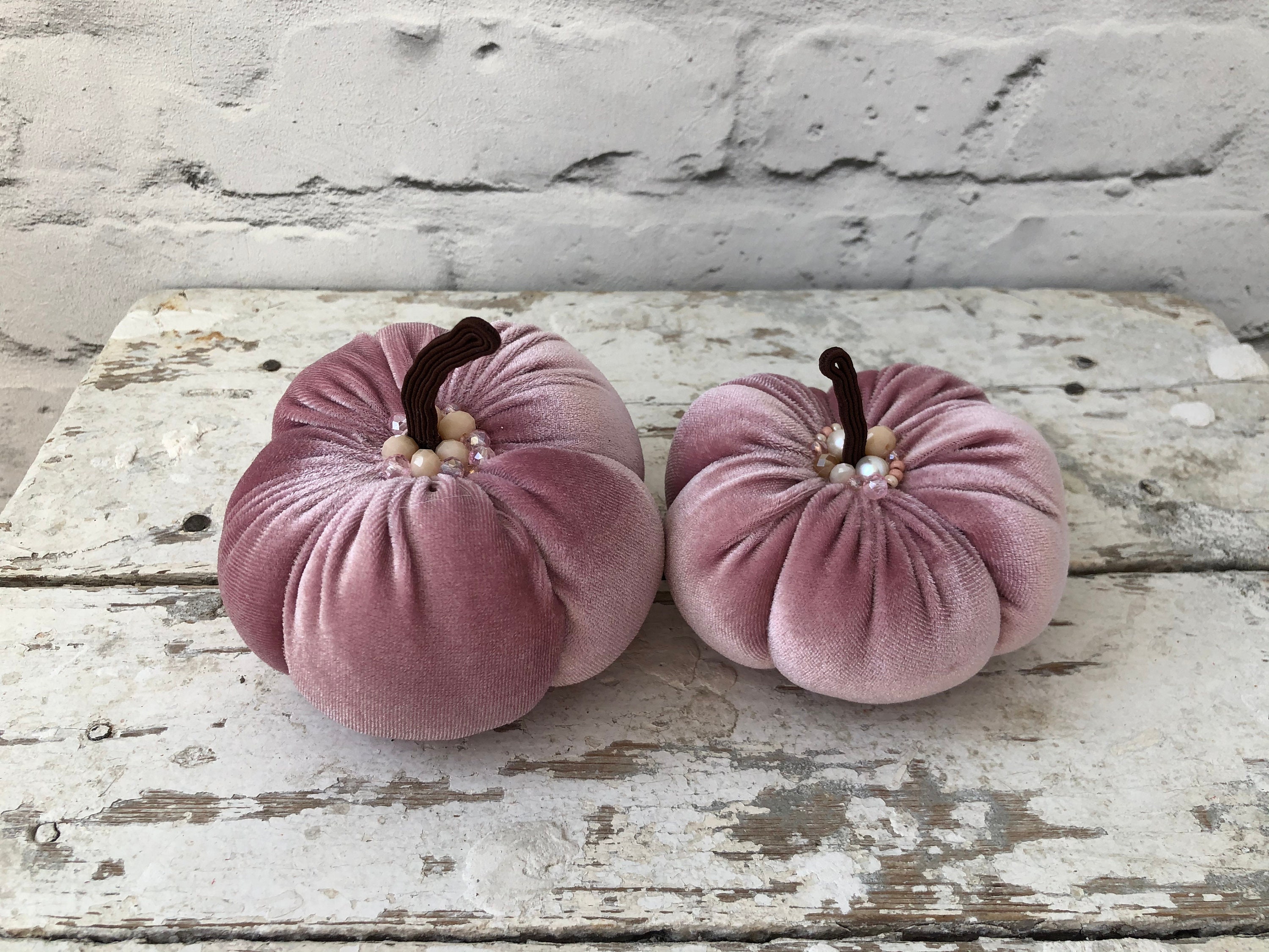Velvet Pink Pumpkins Set of 3 Pumpkins Thanksgiving Pumpkin Pink ...