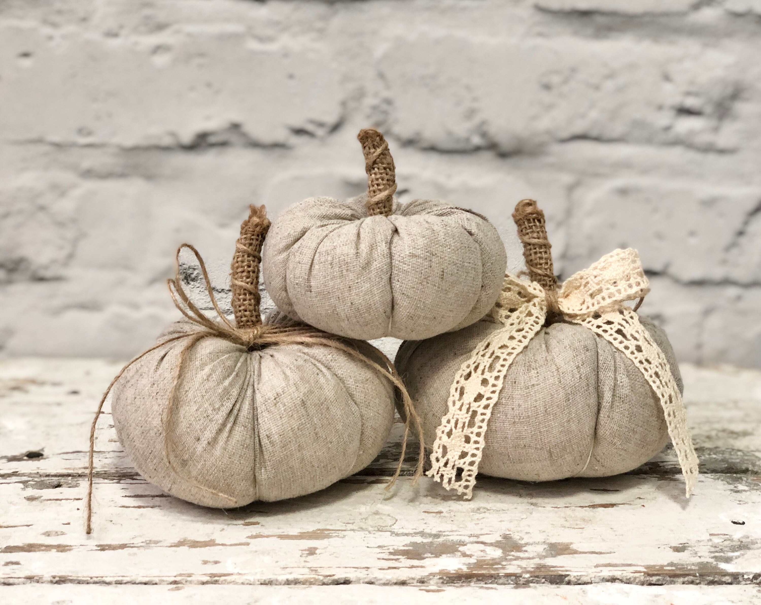 Set of 3 Linen Fabric Pumpkins Rustic Pumpkins Farmhouse - Etsy