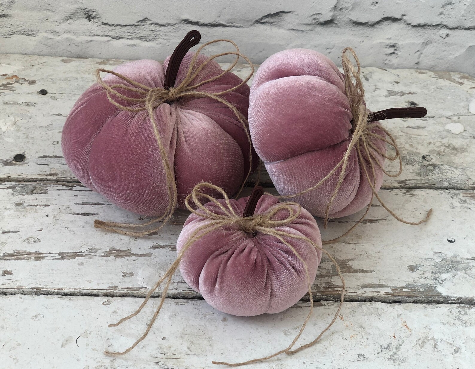 Pink velvet pumpkins set Blush pumpkins Thanksgiving pumpkin | Etsy