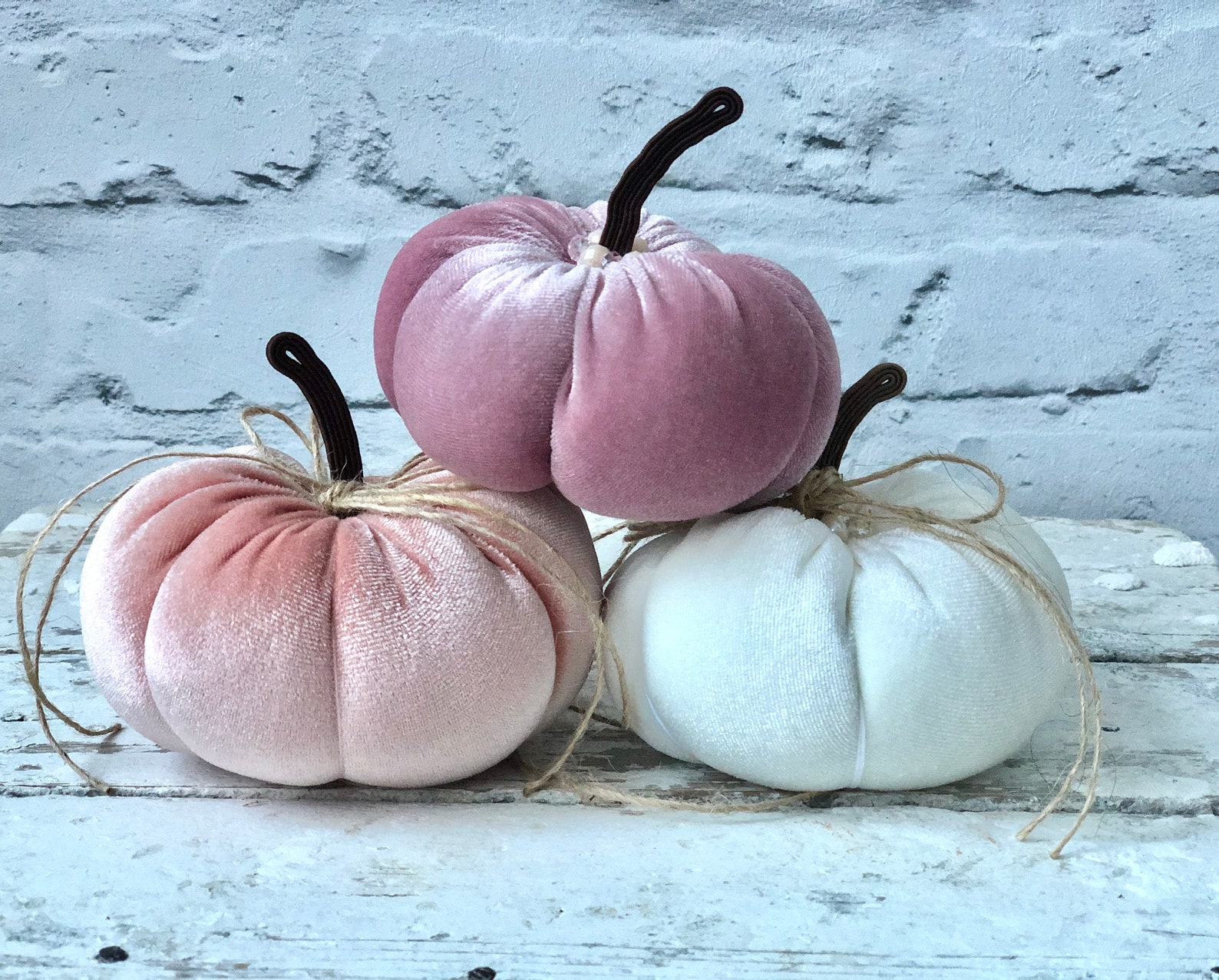 Pastel Halloween Decor Velvet Pumpkins Set of 3 Pumpkins - Etsy