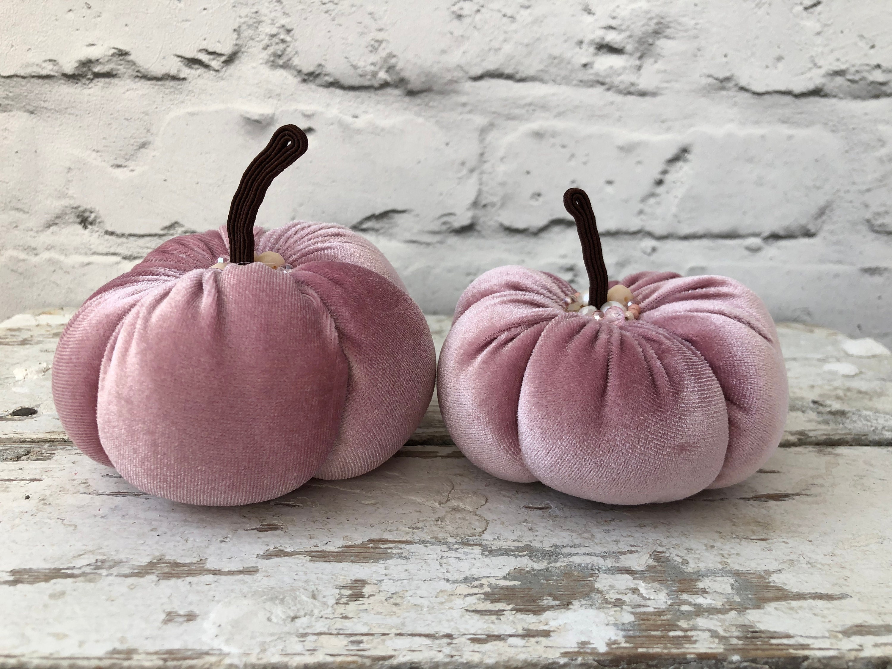 Velvet Pink Pumpkins Set of 3 Pumpkins Thanksgiving Pumpkin Pink ...