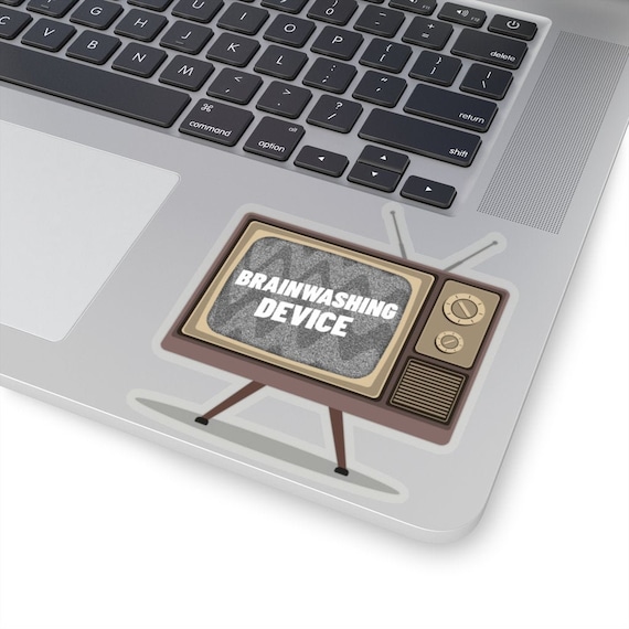 Brainwashing Device Fake News Retro Box TV Sticker | Etsy