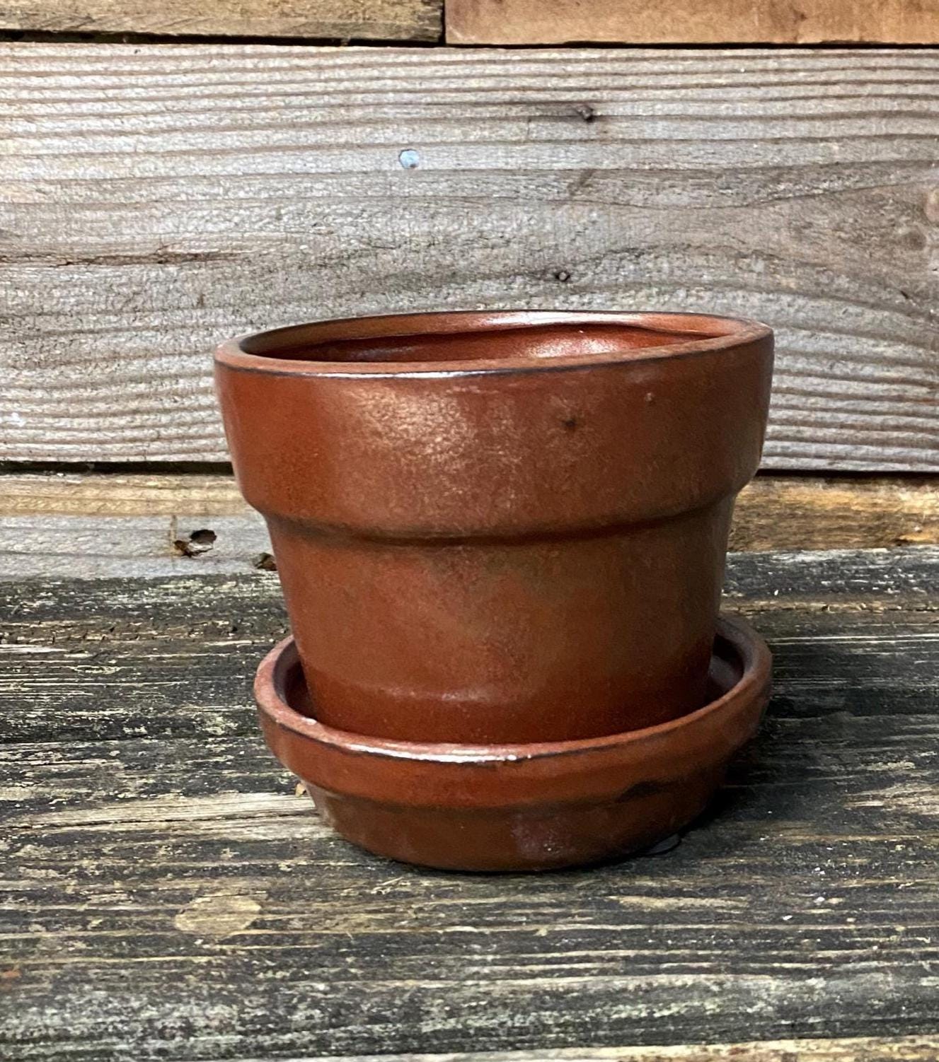 5" Glazed Ceramic Planter/pot Handmade 5 Inch With Drainage and ...