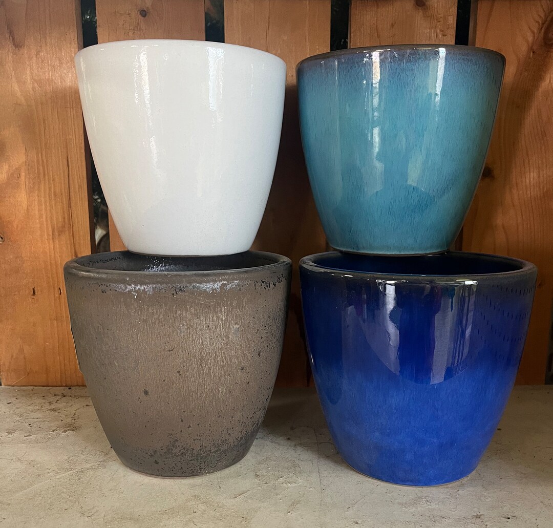 5 1/2 Glazed Ceramic Slip Pot Planter/pot Floral Design Handmade 5.5 ...