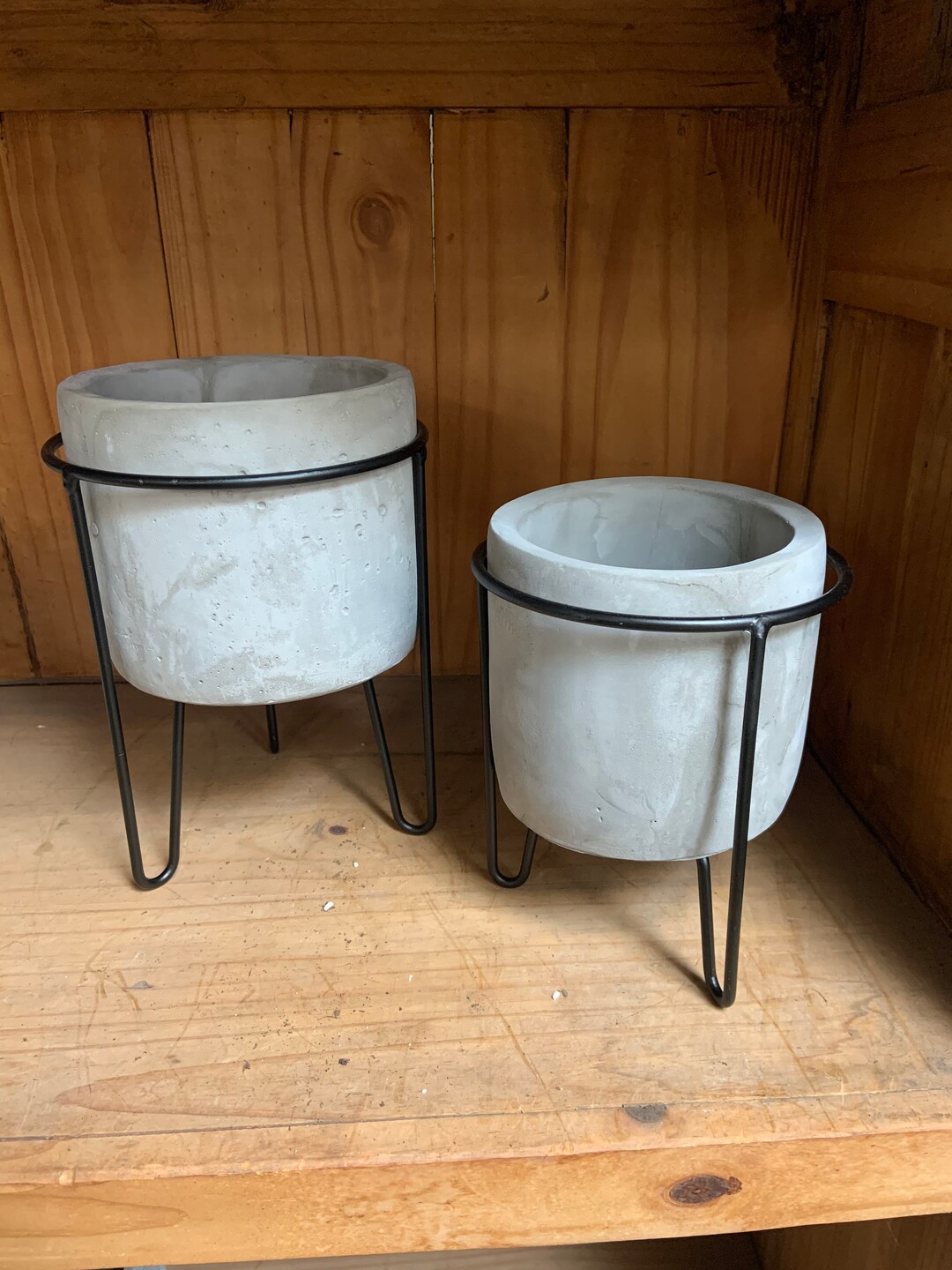 Cement Planter With Sleek Metal Stand - Etsy