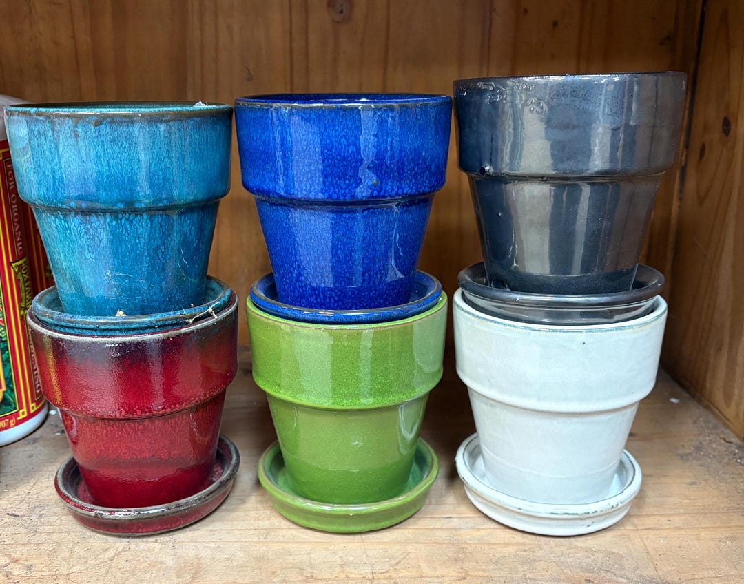 4" Glazed Ceramic Planter/pot Handmade Minimalist Style 4 Inch With ...
