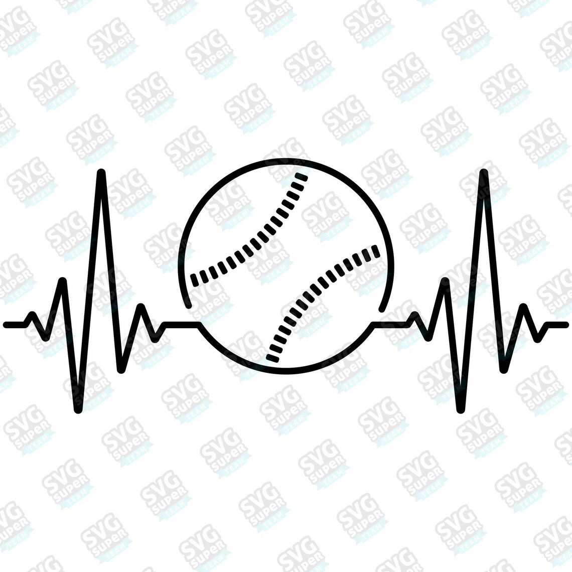 Baseball Heart Beat SVG Electrocardiogram Pulse Baseball Ball | Etsy
