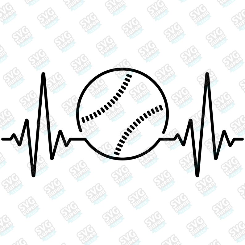 Baseball Heart Beat SVG, Electrocardiogram Pulse Baseball Ball Sports ...