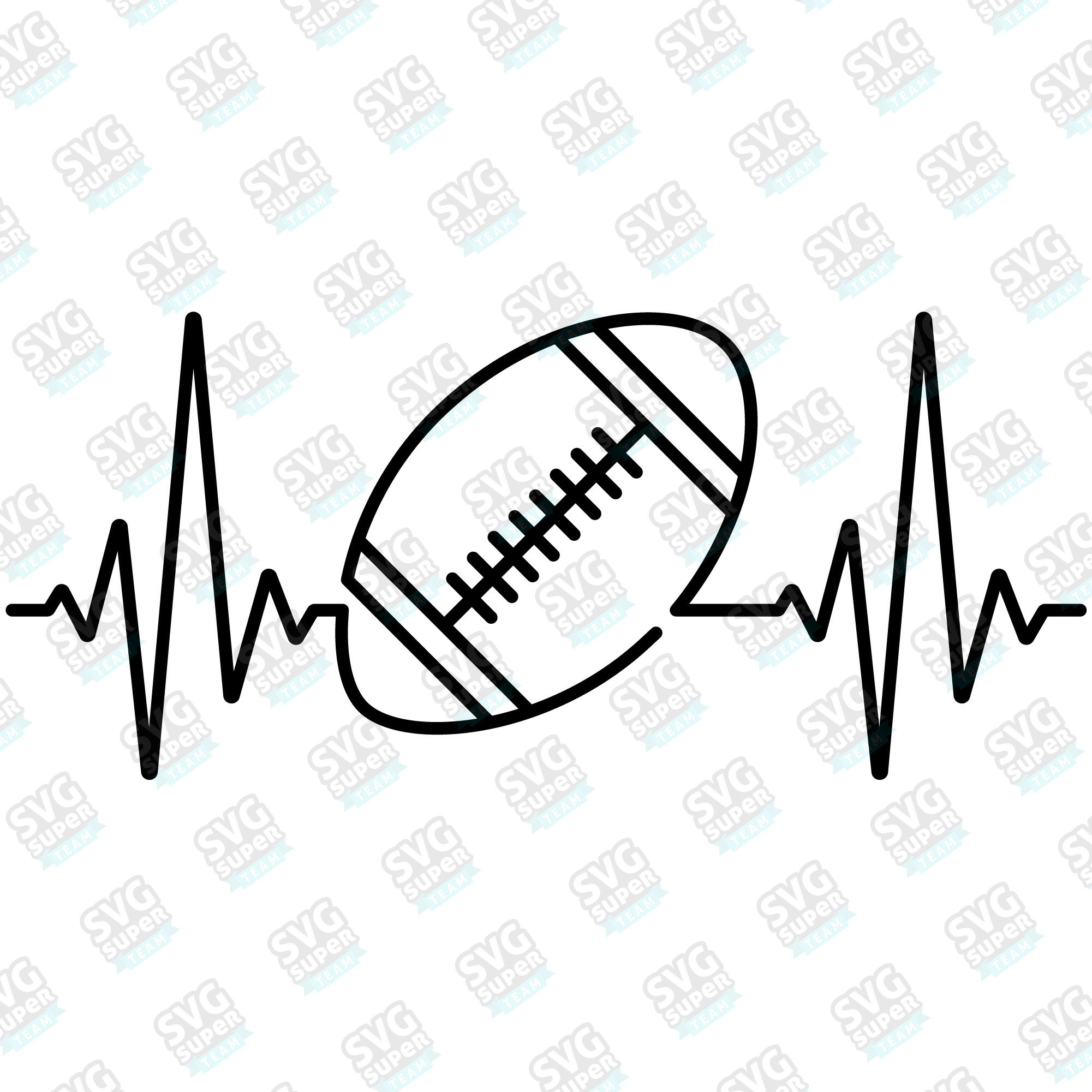 American Football Heart Beat SVG, Electrocardiogram Pulse Sports ...
