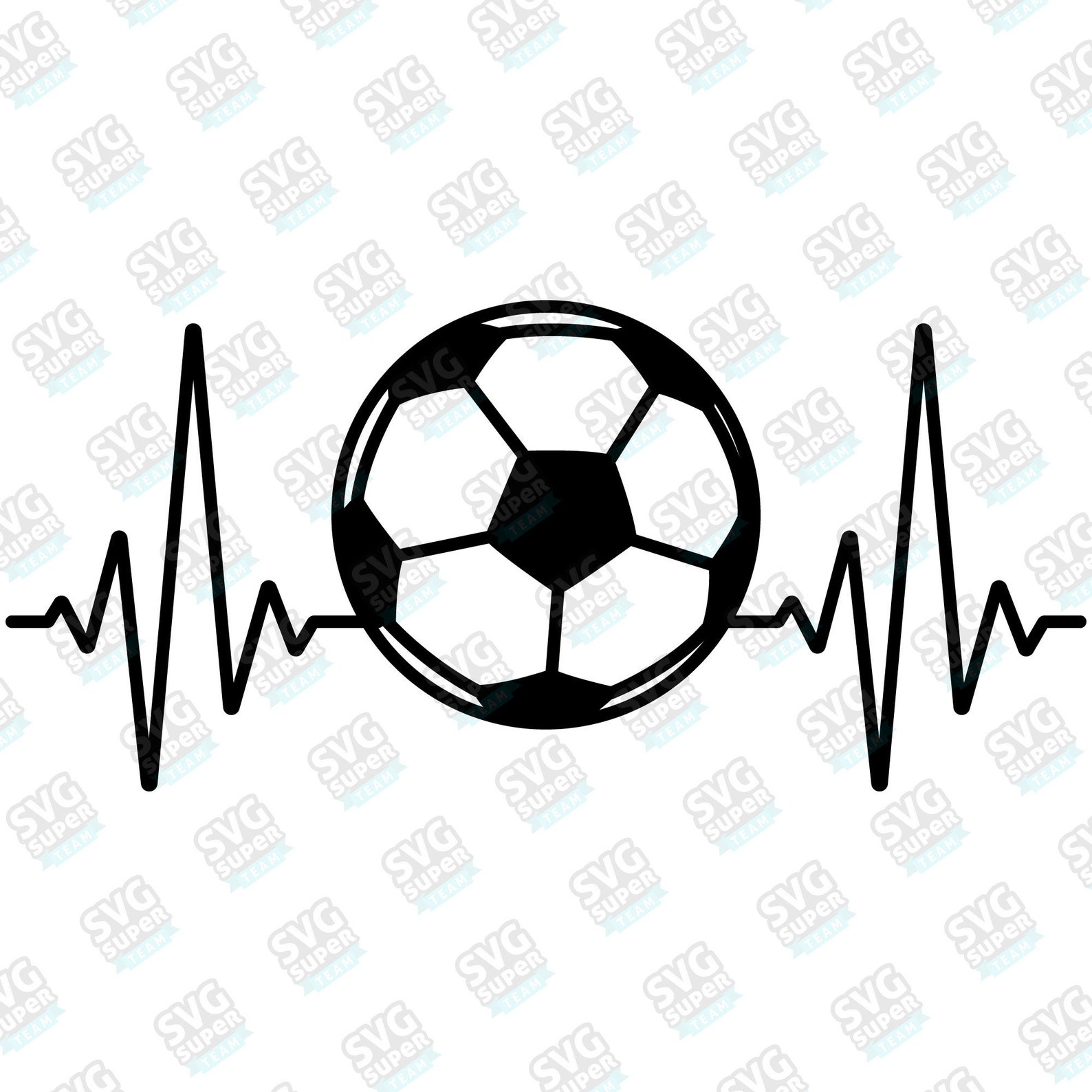 Soccer Heart Beat SVG, Electrocardiogram Pulse Rate Sports Player Shirt ...
