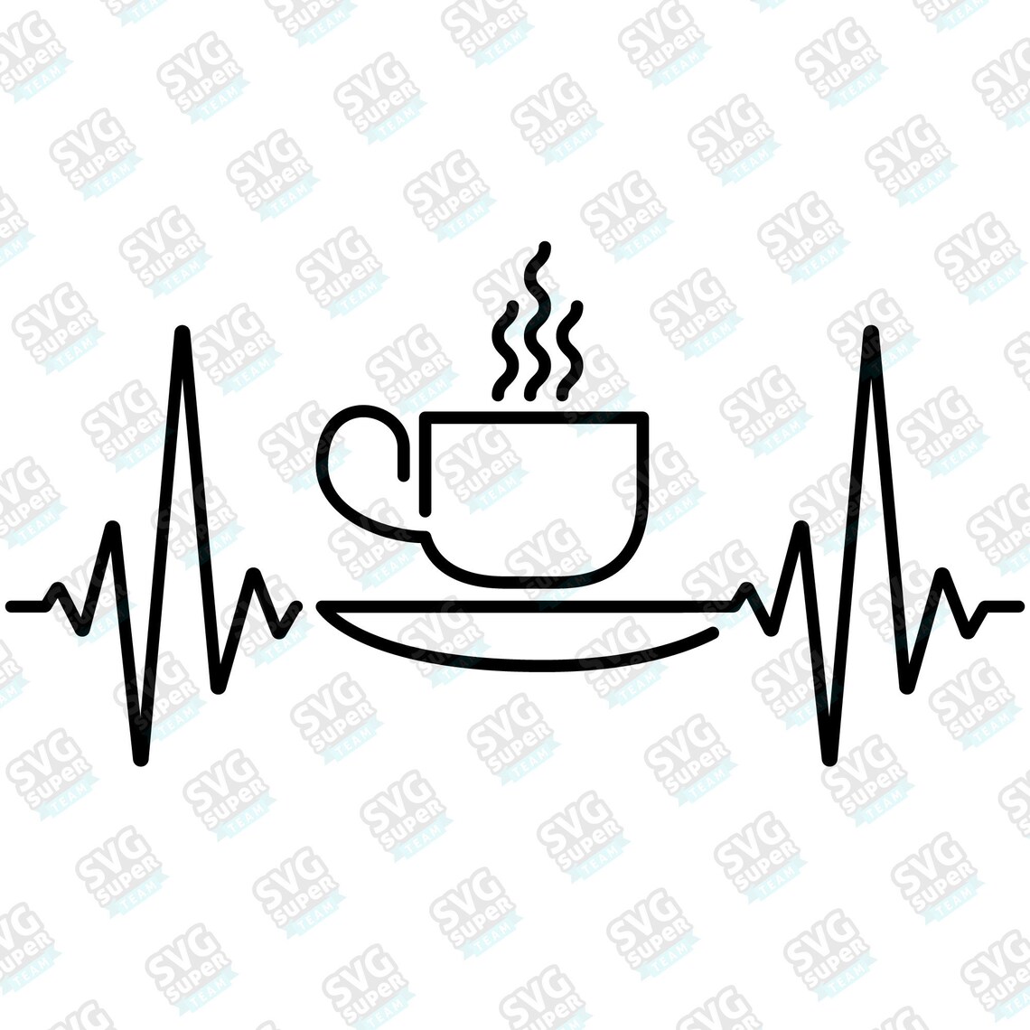 Coffee Heart Beat SVG, Electrocardiogram Pulse Digital Download File ...