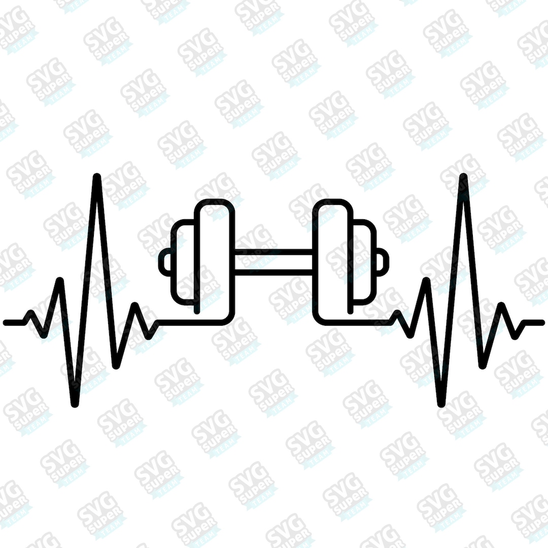 Gym Heart Beat SVG, Electrocardiogram Pulse Gym Lover Digital Download ...