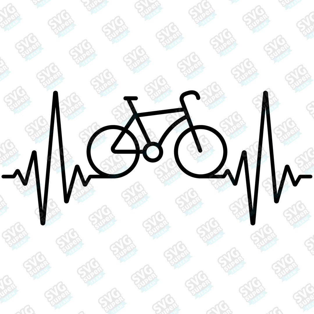 Bike Heart Beat Shirt SVG, Biking Electrocardiogram Pulse Digital ...