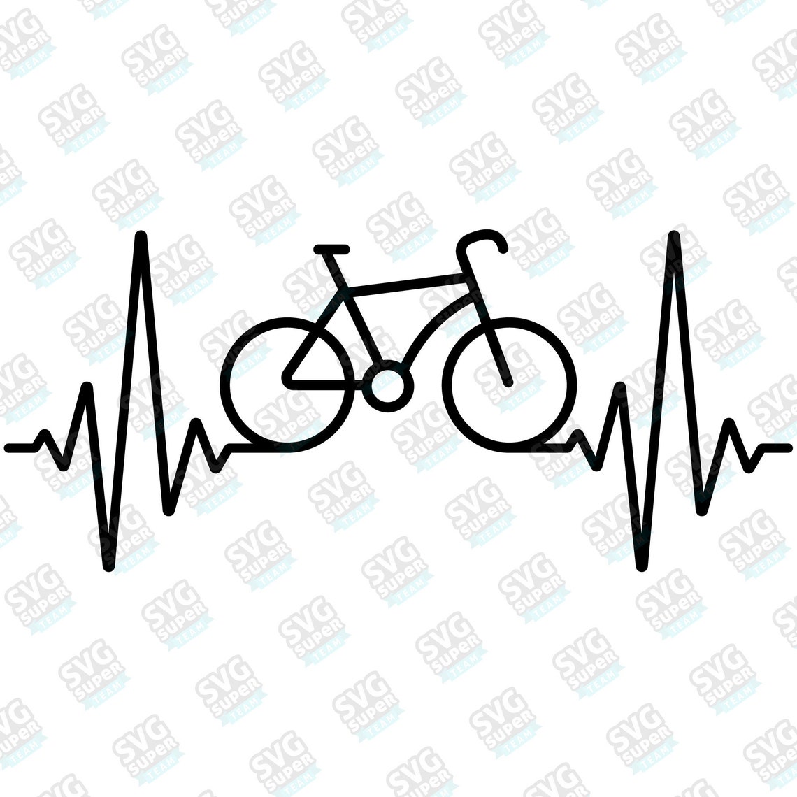 Bike Heart Beat Shirt SVG, Biking Electrocardiogram Pulse Digital ...
