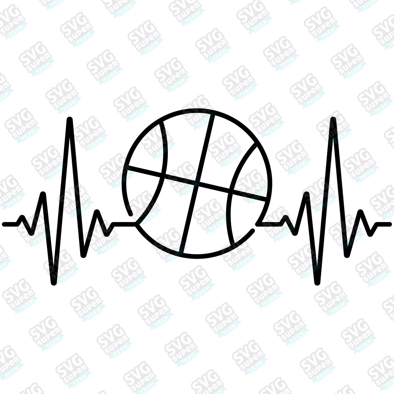 Heart Beat Basketball SVG, Electrocardiogram Pulse Basketball Sports ...