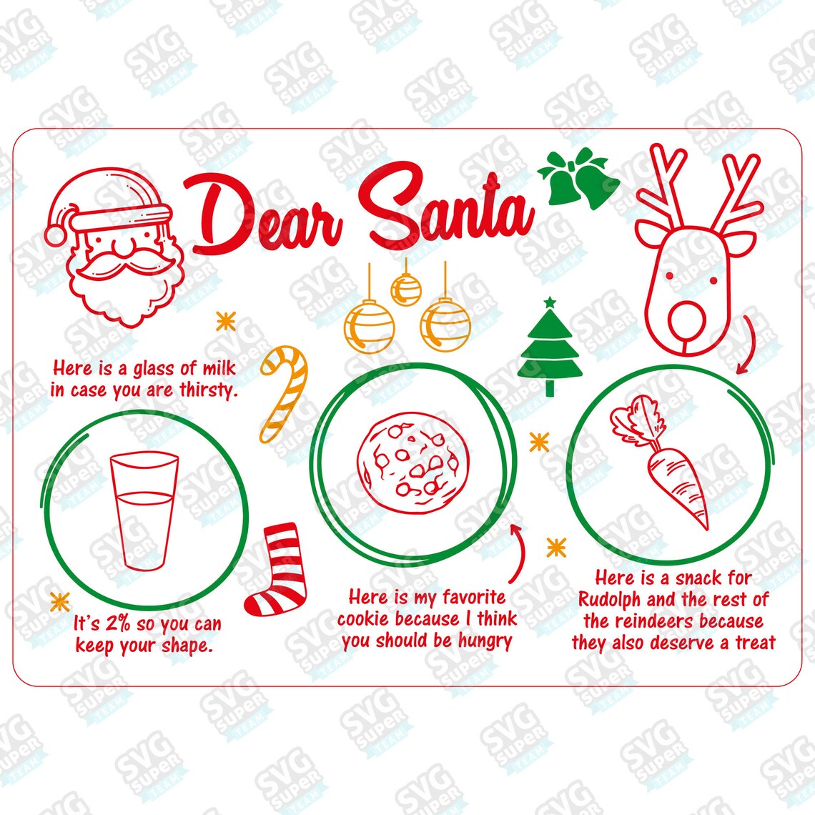 Dear Santa Tray Svg Milk & Cookies Print SVG Holiday Santa - Etsy