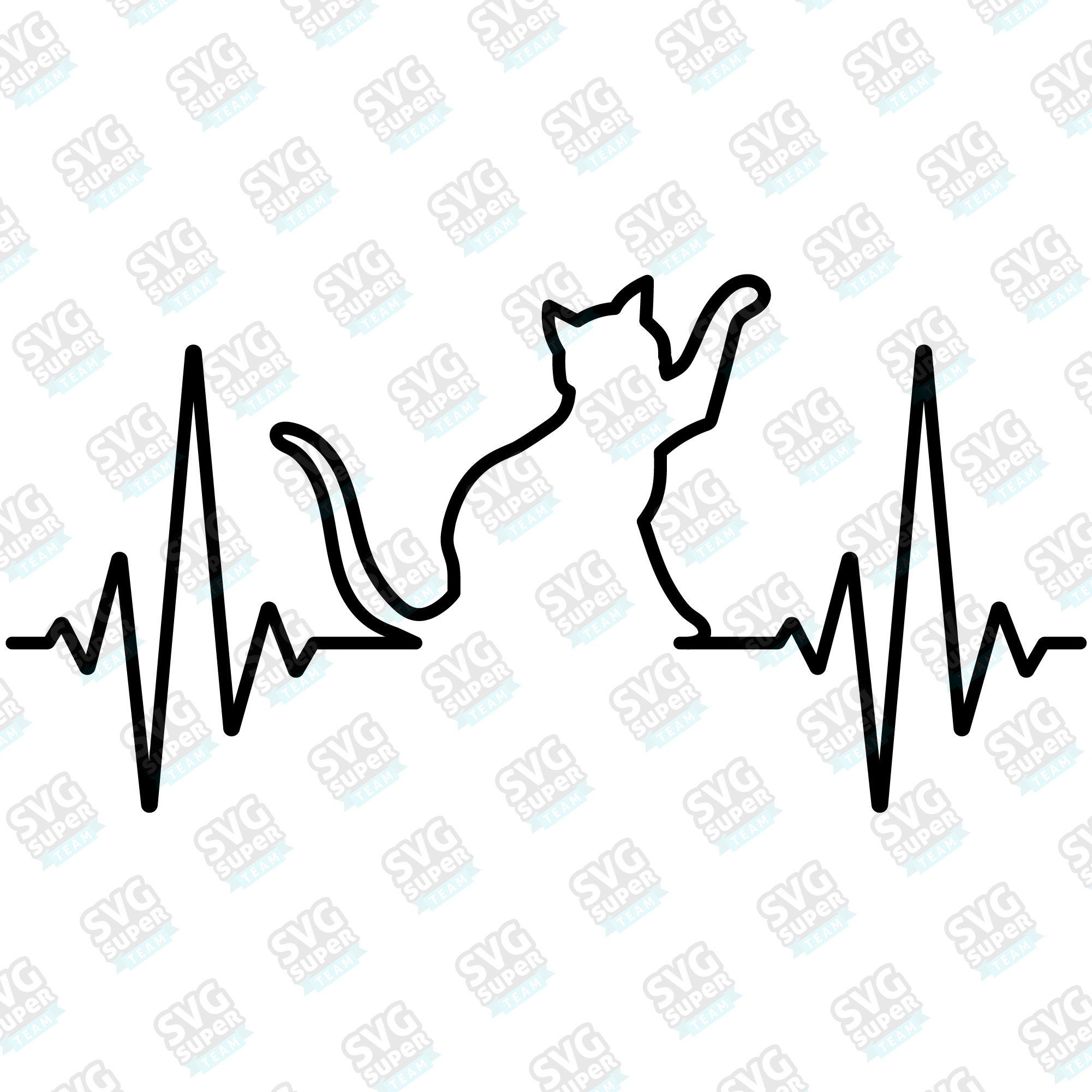 Cat Heart Beat Shirt SVG Cat Lover Electrocardiogram Pulse - Etsy UK
