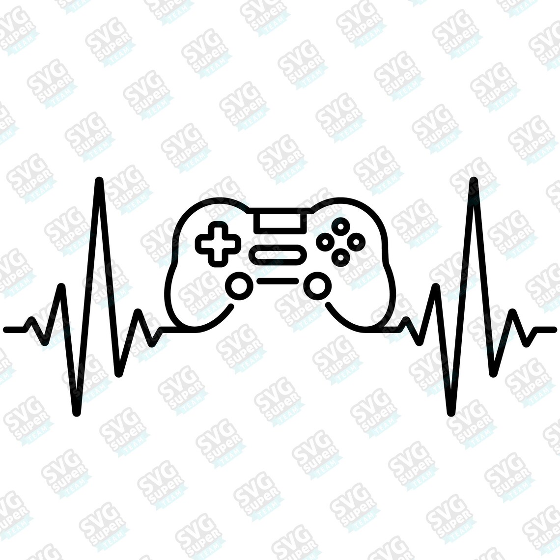 Video Game Controller Heart Beat SVG, Electrocardiogram Pulse Gamers ...
