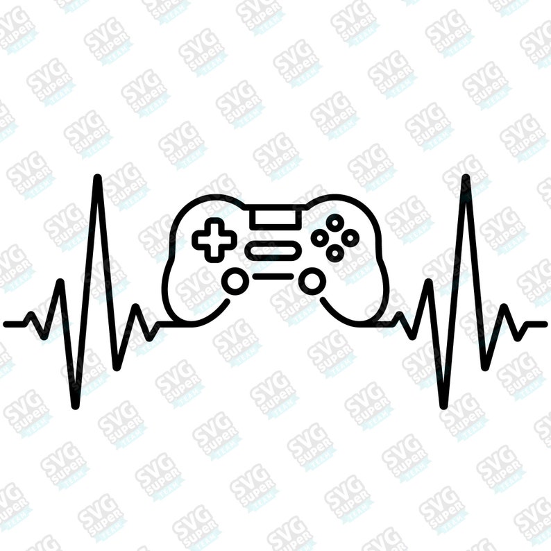 Video Game Controller Heart Beat SVG, Electrocardiogram Pulse Gamers ...