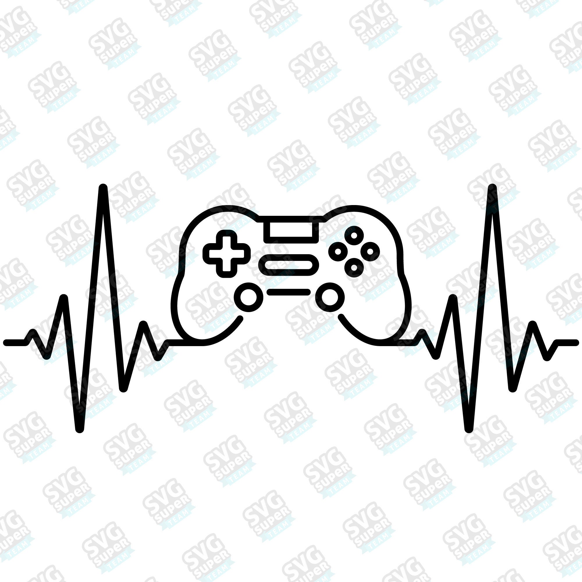 Video Game Controller Heart Beat SVG, Electrocardiogram Pulse Gamers ...