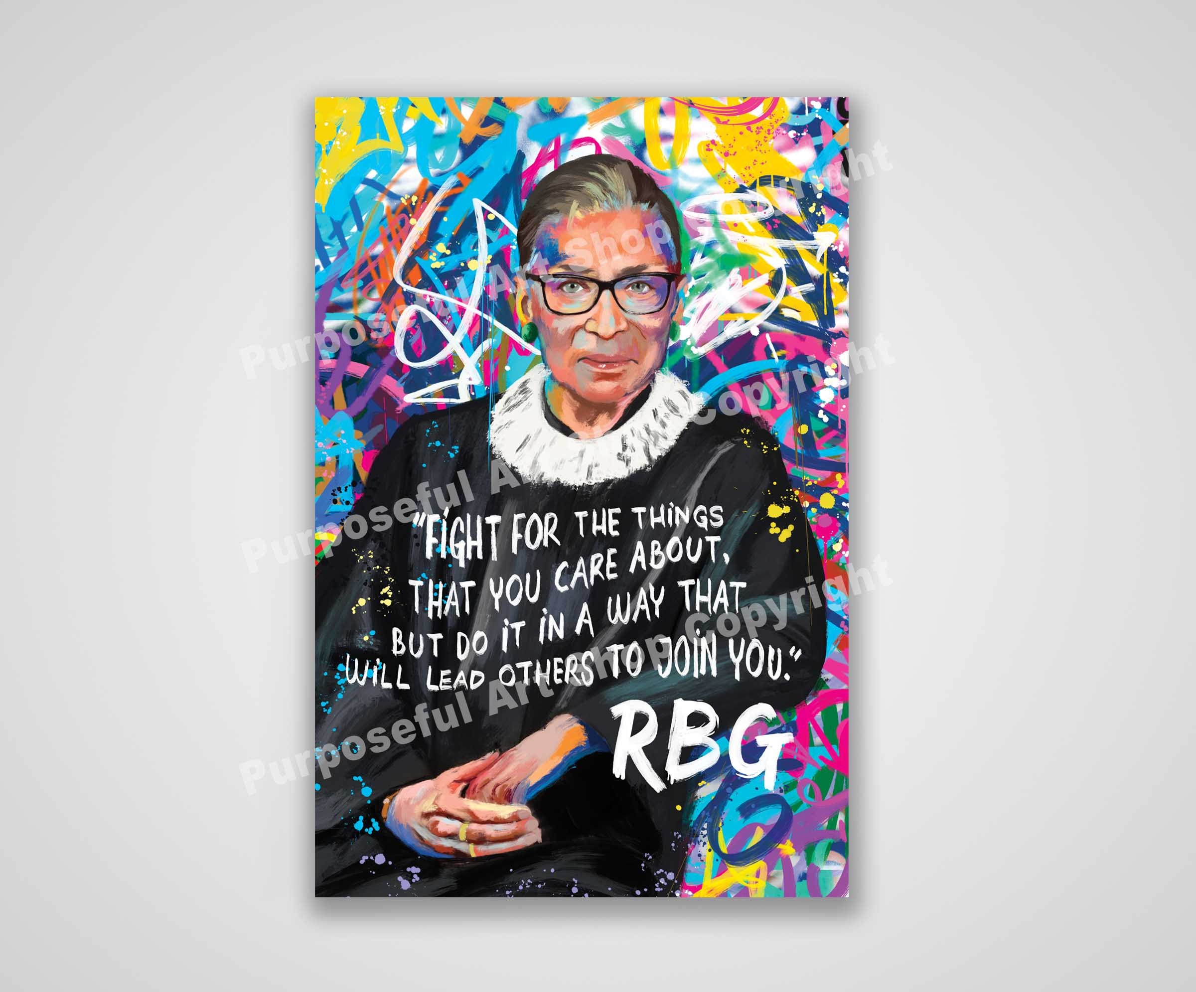 Ruth Bader Ginsburg Colorful Grafitti Pop Art With Quote - RBG Painting ...