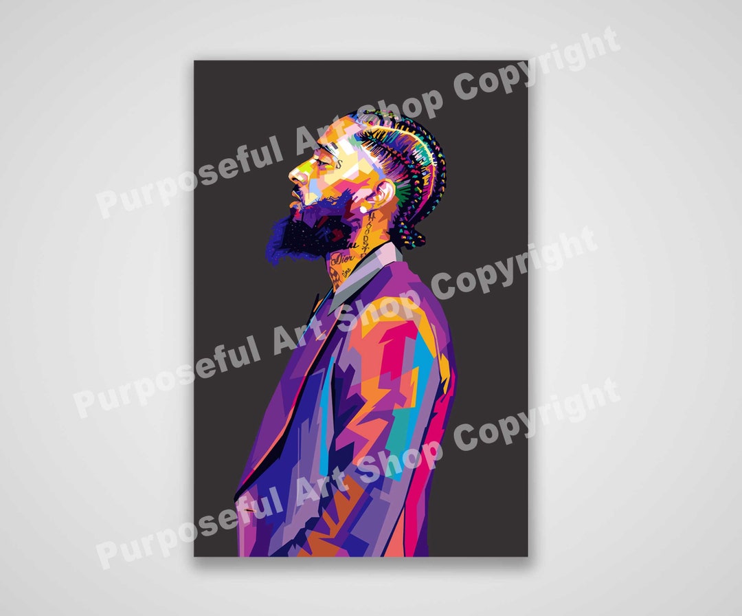 Nipsey Hussle - Ready to Hang Art Canvas - Vibrant & Colorful - Hip Hop ...