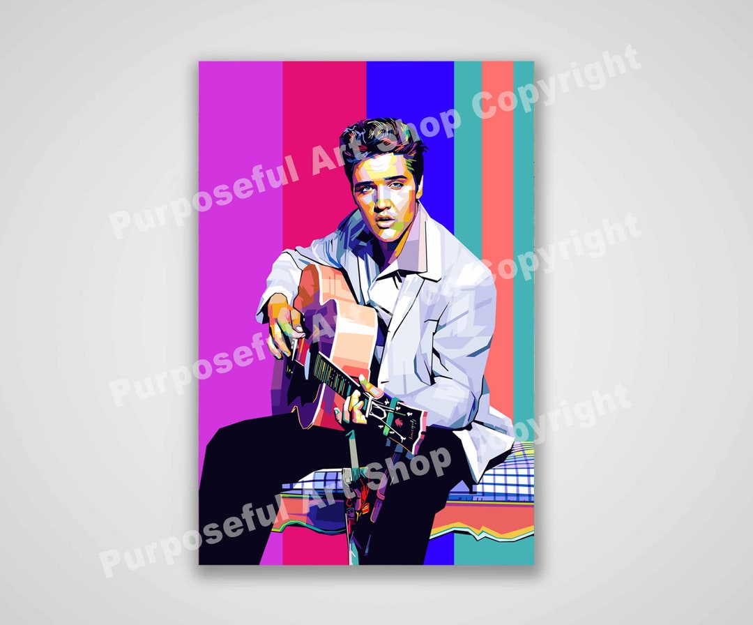 Elvis Presley Playing Guitar Colorful Pop Art - Ready to Hang Canvas - Etsy