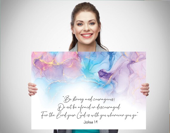 Joshua 1:9 Stretched Canvas Wall Art Alcohol Ink Painting | Etsy