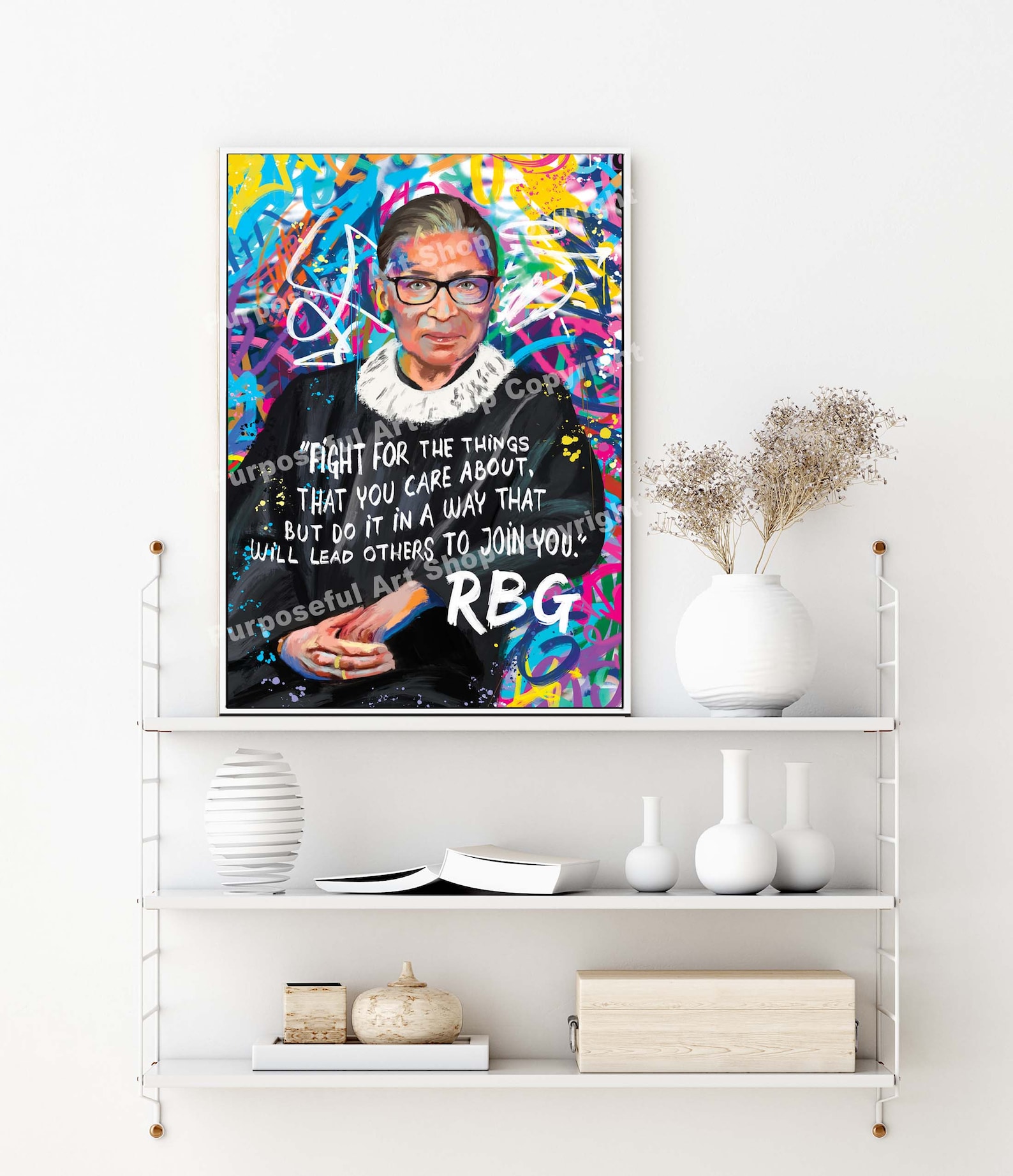 Ruth Bader Ginsburg Colorful Grafitti Pop Art With Quote - RBG Painting ...