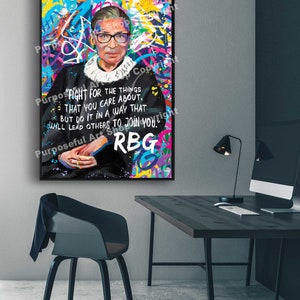 Ruth Bader Ginsburg Colorful Grafitti Pop Art With Quote - RBG Painting ...