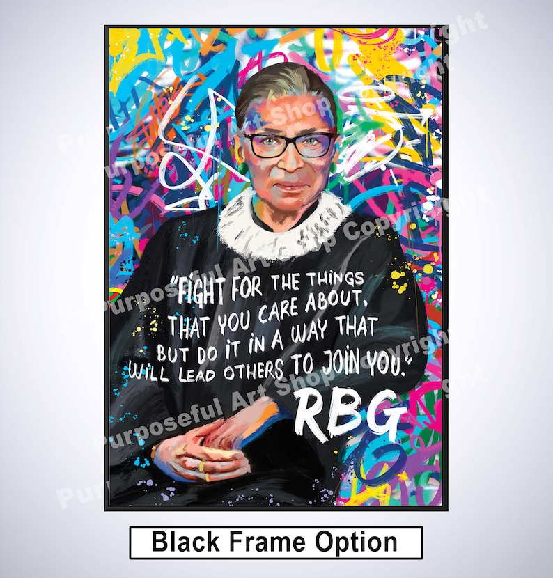 Ruth Bader Ginsburg Colorful Grafitti Pop Art With Quote - RBG Painting ...