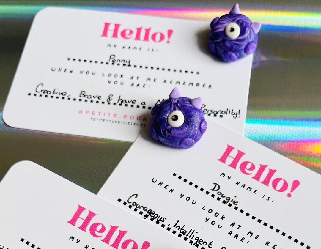 Purple Sparkle Swirl Monster Desk Pet: Polymer Clay Pebble - Etsy