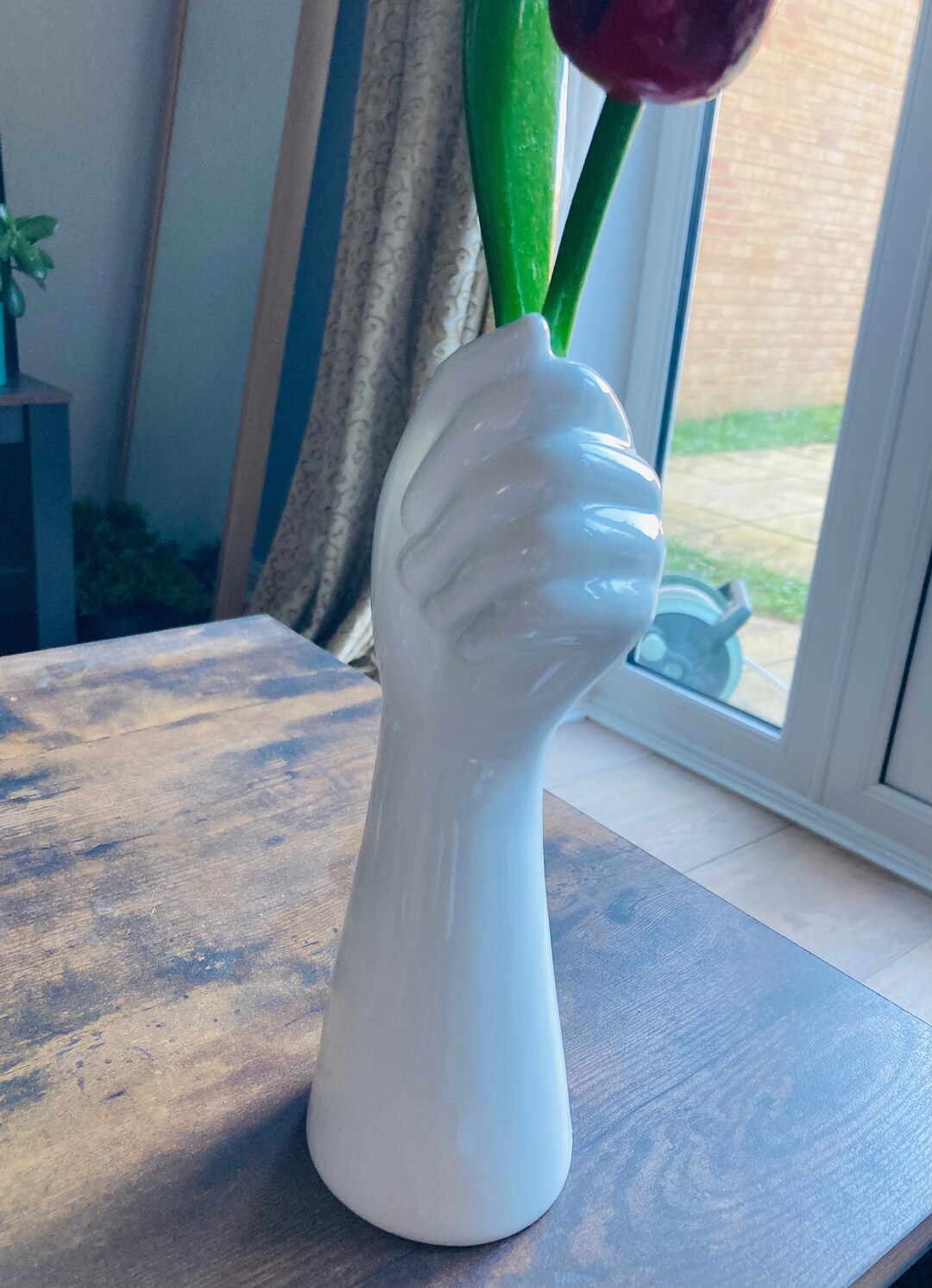 Beautiful Female Figure Vase for Flowers, White Clay Flower Holder ...