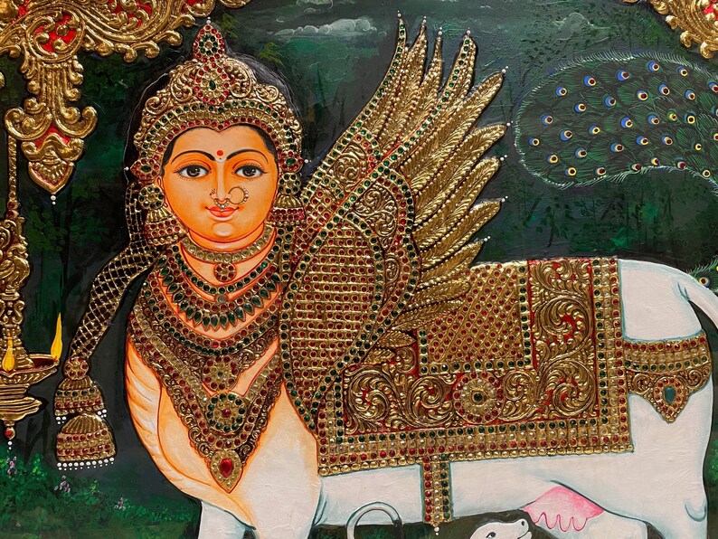 Tanjore Painting of Kamadhenu Gomatha Wall Decors House | Etsy