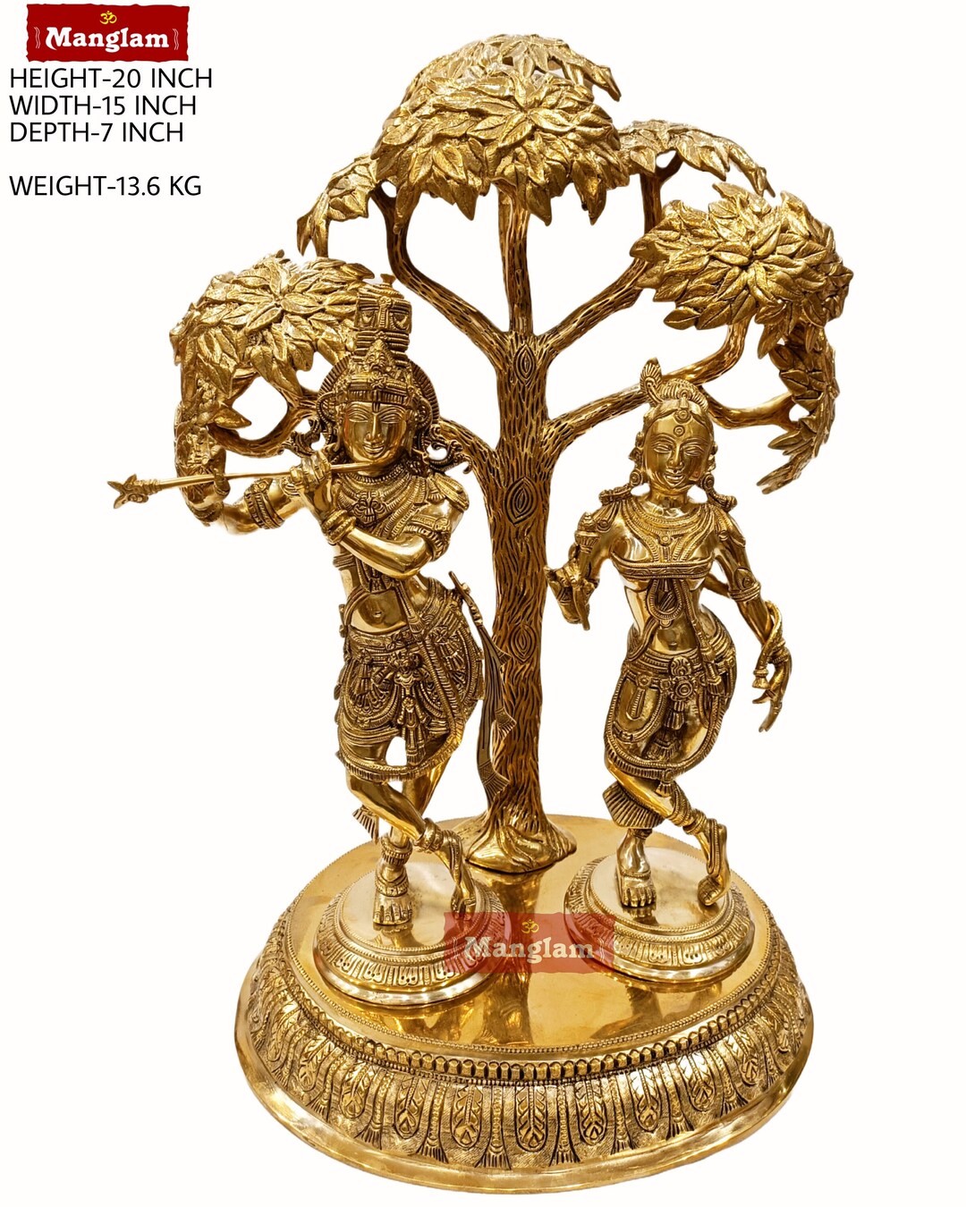HANDMADE Radha Krishna Under Tree Made of Brass,brass Krishna Statue ...