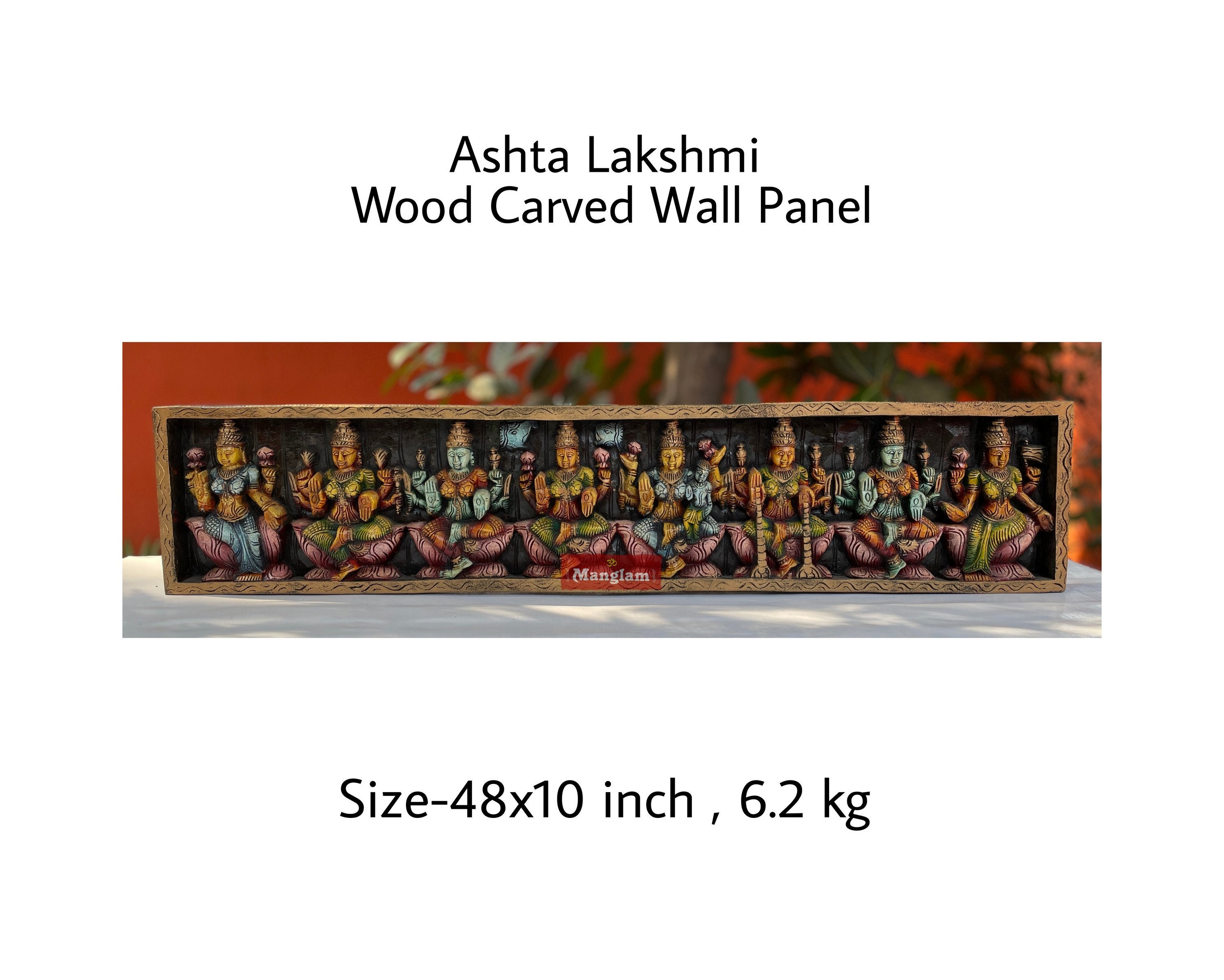 WOOD CARVED ASHTALAKSHMI special wall art,decorative wall panels,pooja ...