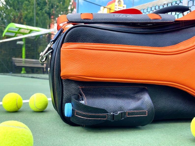 Joya Personalized Leather Tennis Bag, 6 Racket, Top Grain Genuine ...