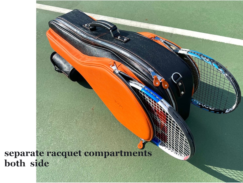 Joya Personalized Leather Tennis Bag, 6 Racket, Top Grain Genuine ...