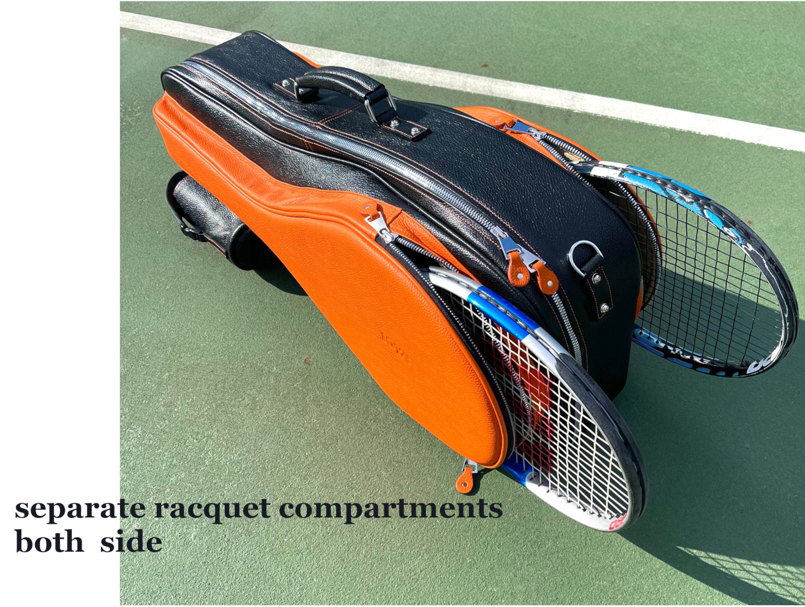 Joya Personalized Leather Tennis Bag, 6 Racket, Top Grain Genuine ...