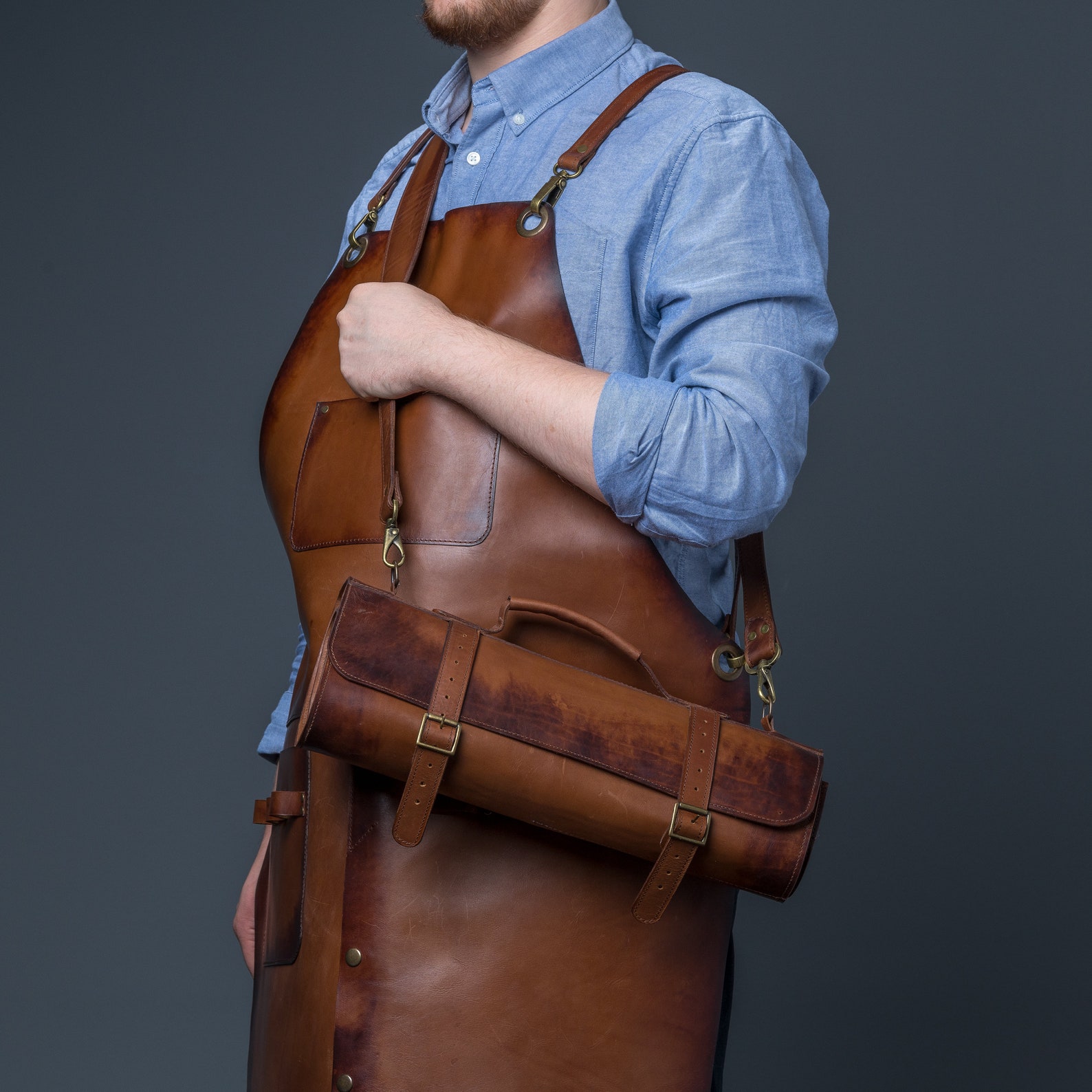 Brown Leather Knife Roll Chef's Premium Quality - Etsy