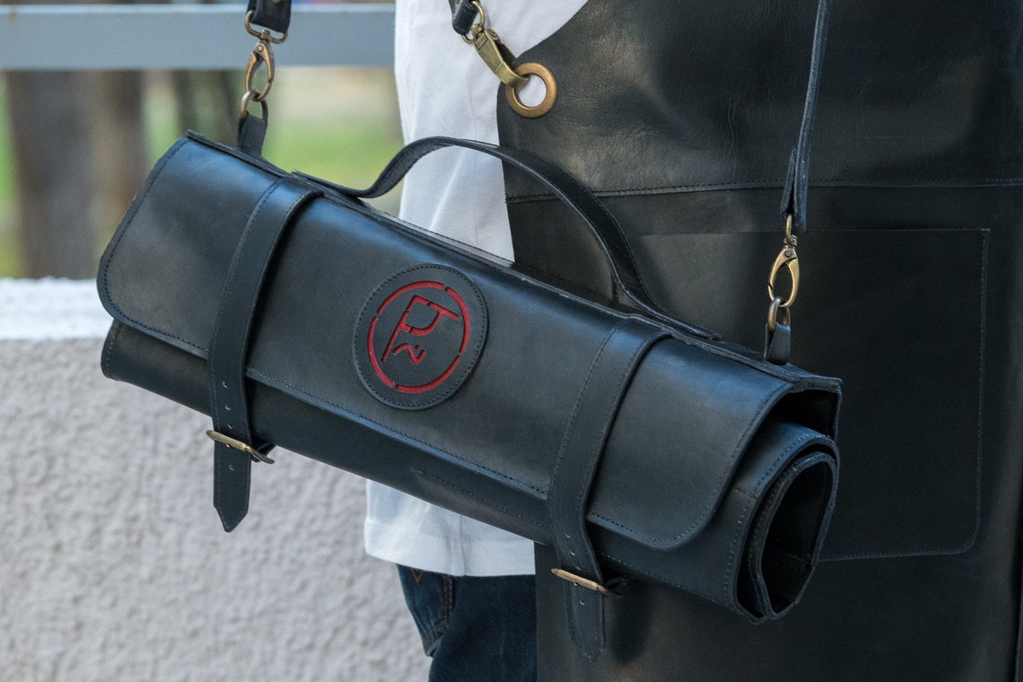 Black Leather Knife Roll Chef's Premium Quality | Etsy